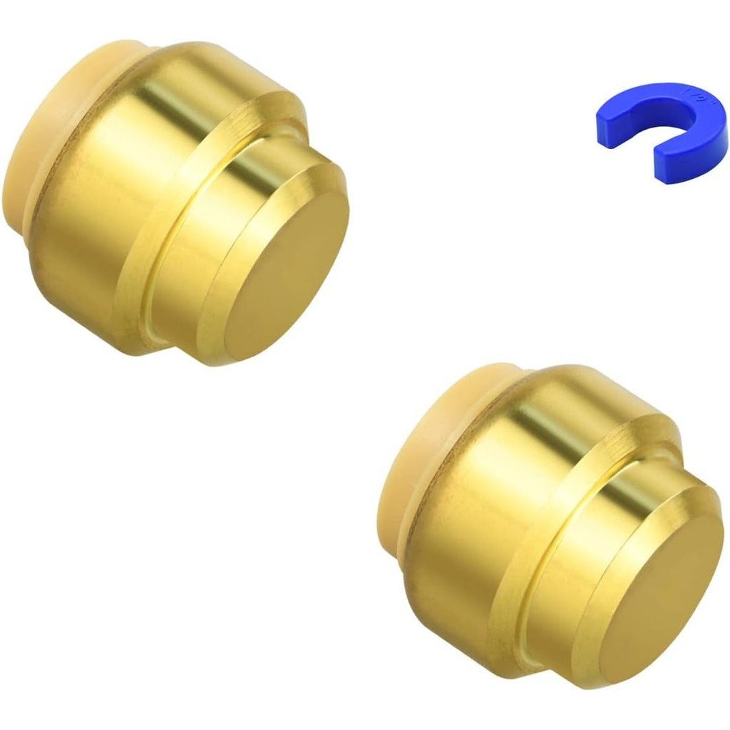 2 Pack Push-to-Connect Plumbing Fittings, 1/2" Pushfit End Cap Fittings ...