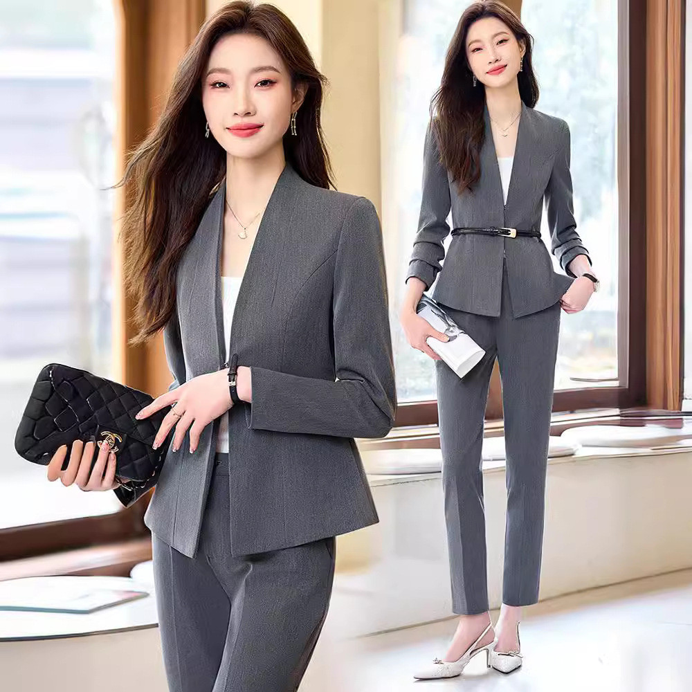 Gray Suit Professional Suit Female Temperament Goddess Fan Hotel ...