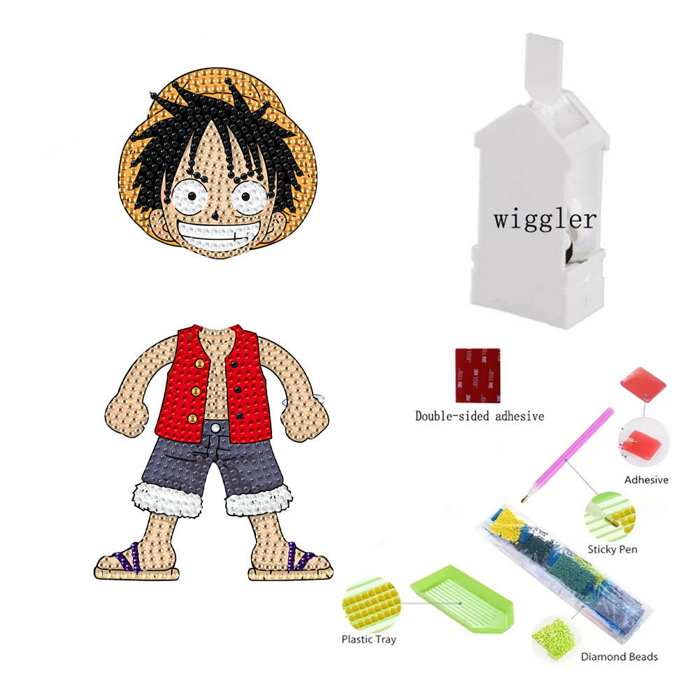 Acrylic One Piece Characters 5D DIY Diamond Art Shake Head Tabletop ...