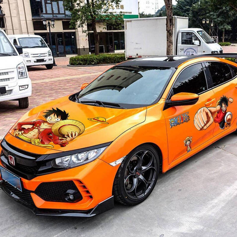 One Piece Automobile Sticker Decorative Decals Cartoon Straw Hat Luffy ...