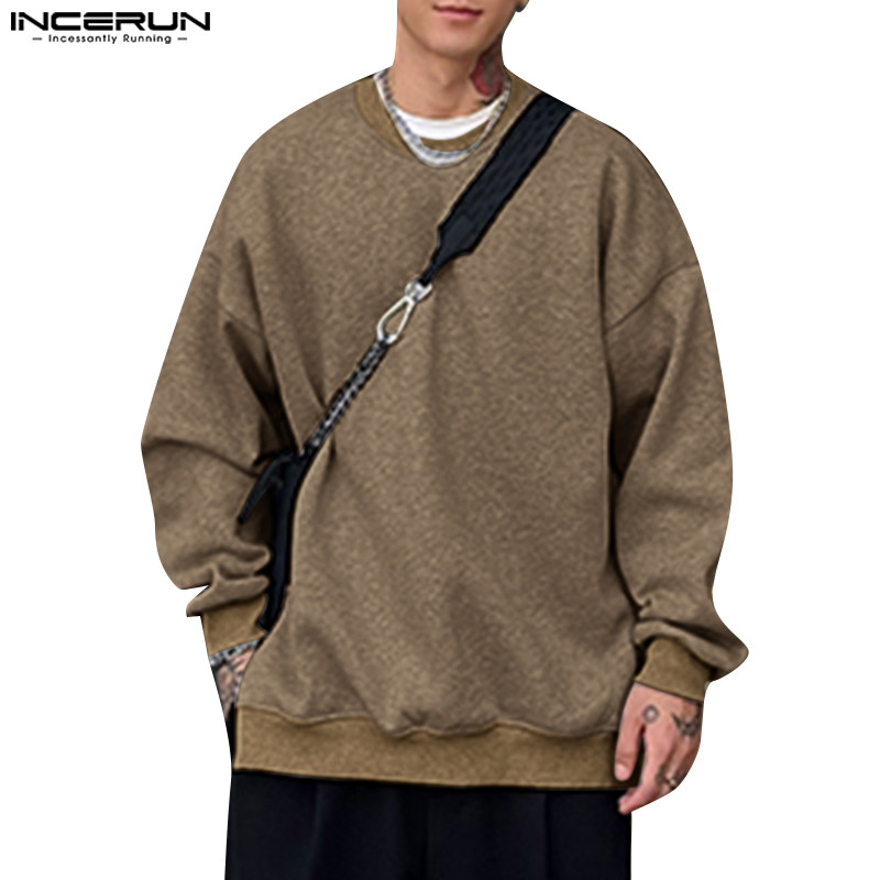 INCERUN Men Korean Casual Fashion Two Side Split Zipper Design Pullover ...