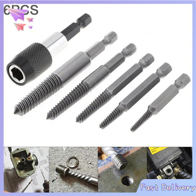 6pcs Electric Bolt Remover Screw Extractor With 60mm Hex Shank Spanner ...