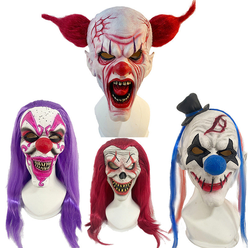 Clown Head Cover Halloween Horror Dress Up Props Joker Latex Masks ...