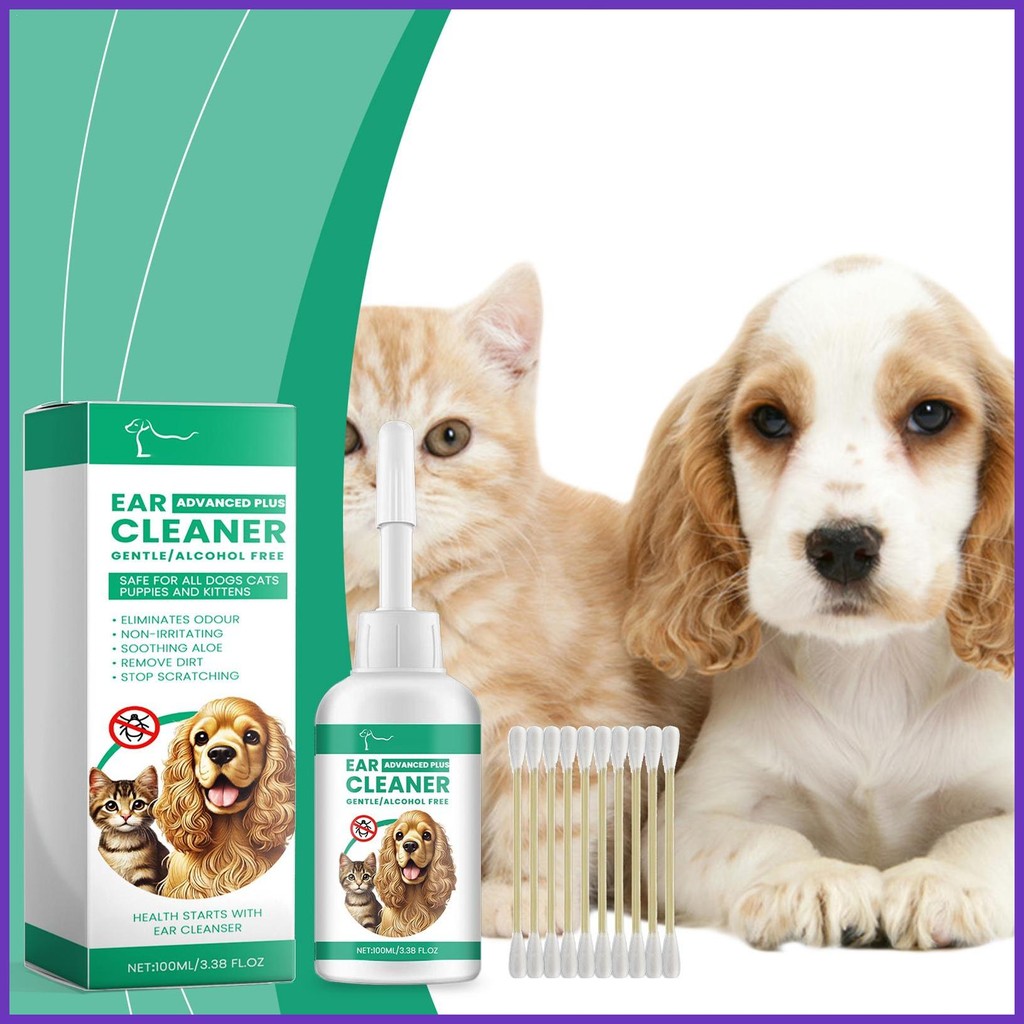 Dog Ear Cleaner Solution 100ml Dog Ear Drops Portable Cat Ear Cleaning ...
