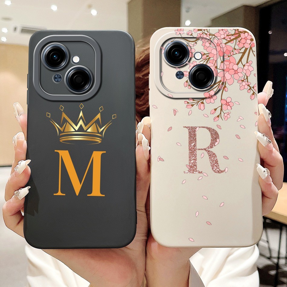 Tecno Spark Go 1 Fashion Crown Flower Initial Letter Case Tecno Spark ...
