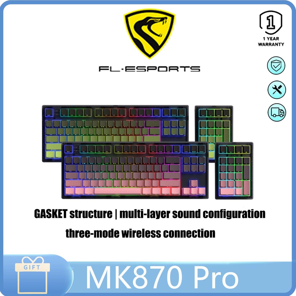 FL·ESPORTS MK870PRO set 108-key three-mode wireless Bluetooth wired ...