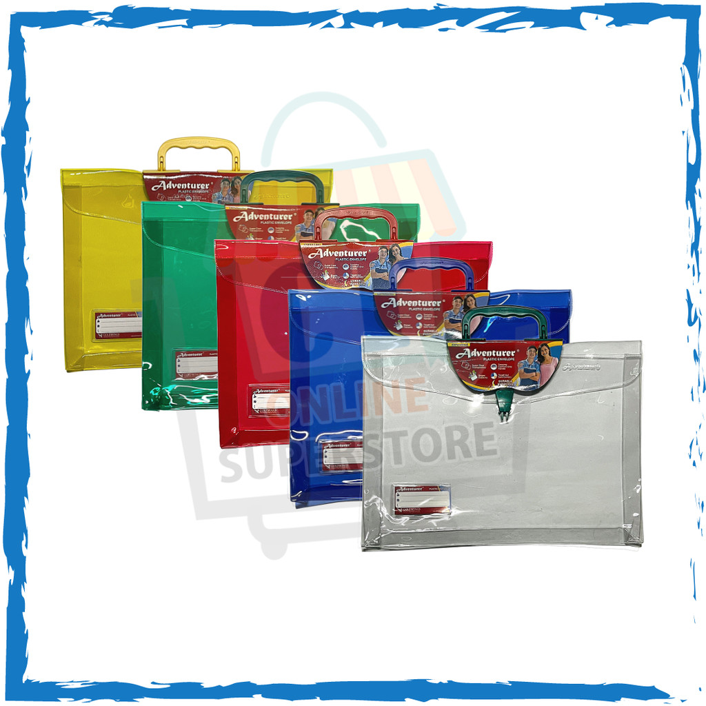 Adventurer Expanding Plastic Envelope, Colored Transparent, Pushlock ...