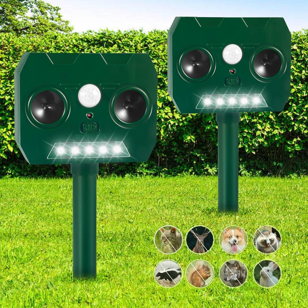 Solar Ultrasonic Animal Repeller Outdoor Cat Deterrent Waterproof Deer ...