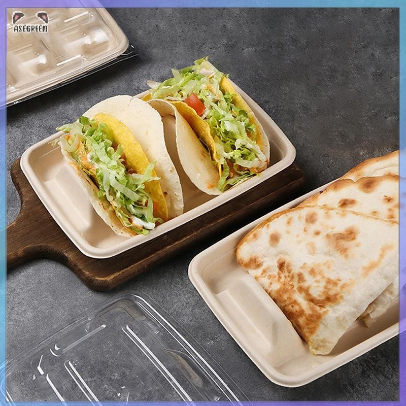 Asegreen 50pcs Disposable Taco Boxes, Premium Paper Taco Plates With ...