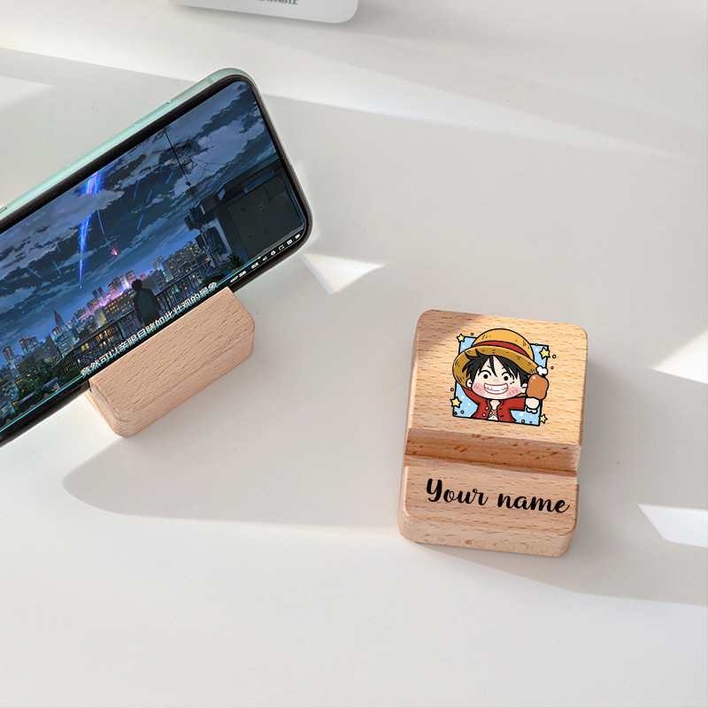 Personalized Name Custom ONE PIECE Luffy Print Wood Phone Stand ...