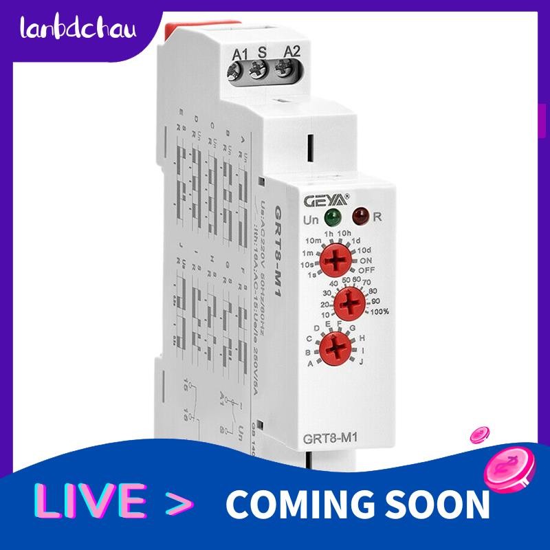 GEYA GRT8-M1 on Off Time Delay Relay 16A AC/DC12V-240V Multifunction Din Rail Automatic Timer ...
