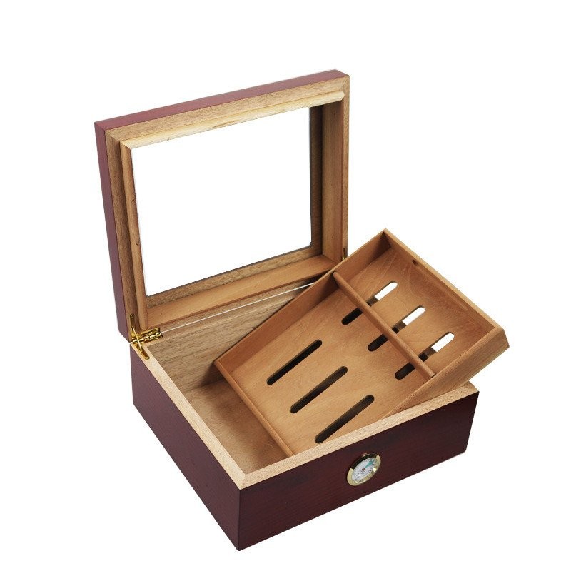 In Stock Cigar Box Glass Louvre Cigar Moisturizing Box with Tray Double ...