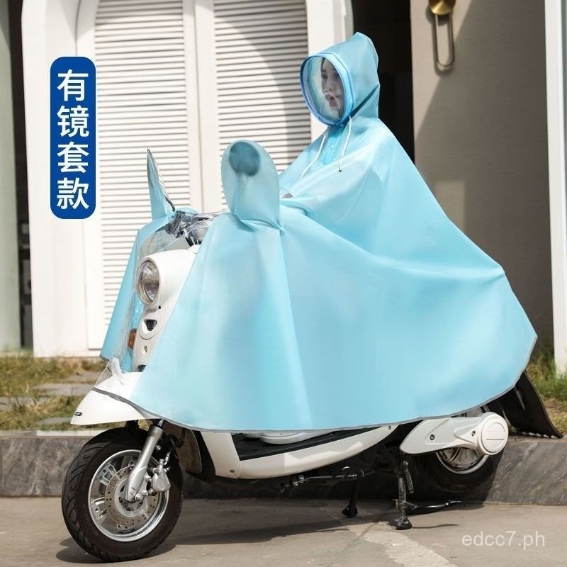 Electric Bike Raincoat Men's and Women's plus-Sized Rainproof Mask Full ...