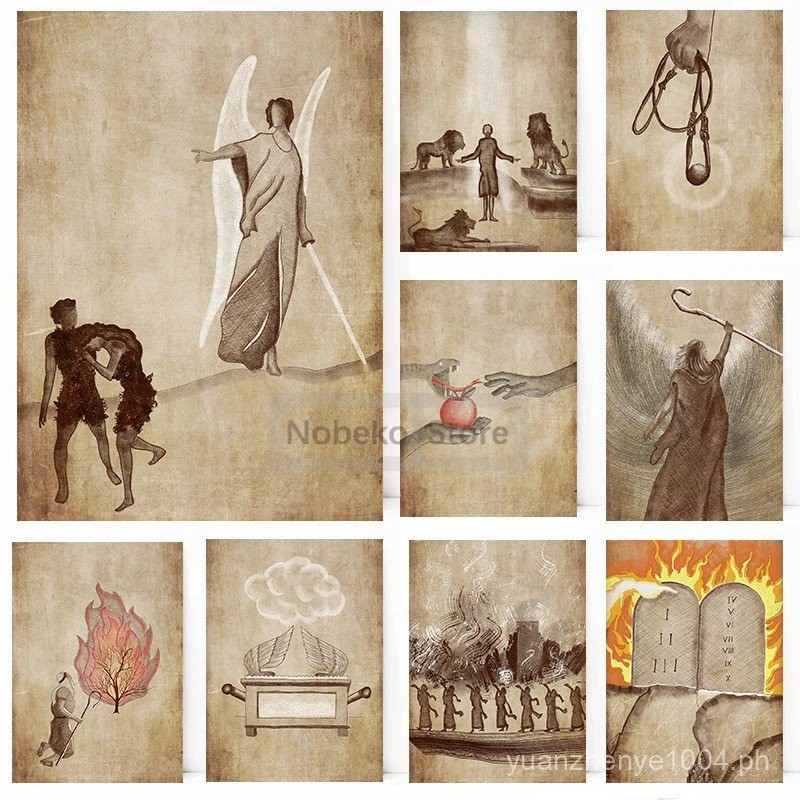 Old Testament Illustration Posters Bible Story Art Prints Canvas ...