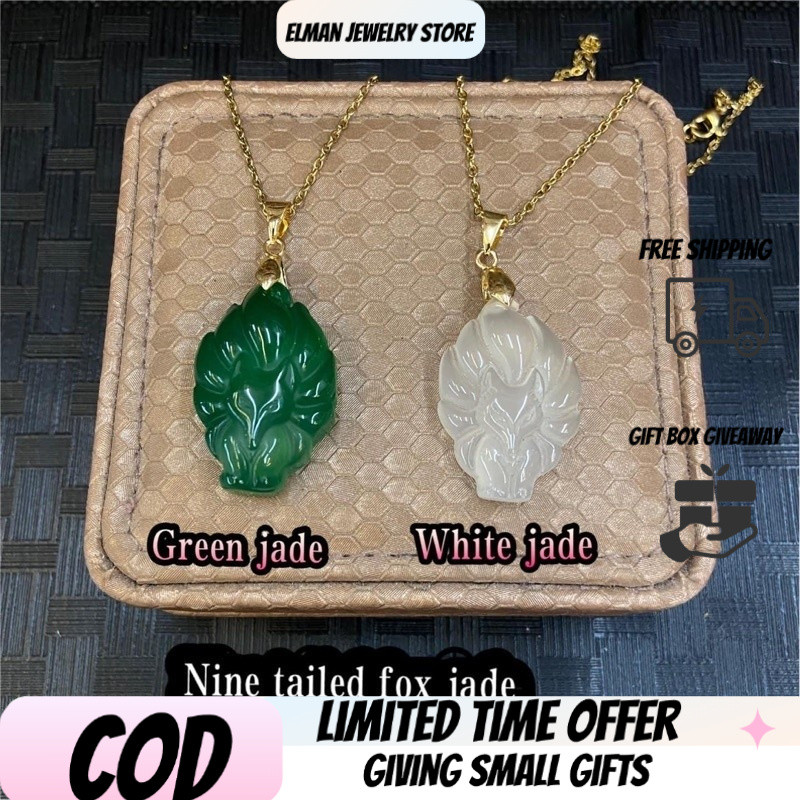 (Fast Shipping)Nine tailed fox jade stone original charm necklace feng ...