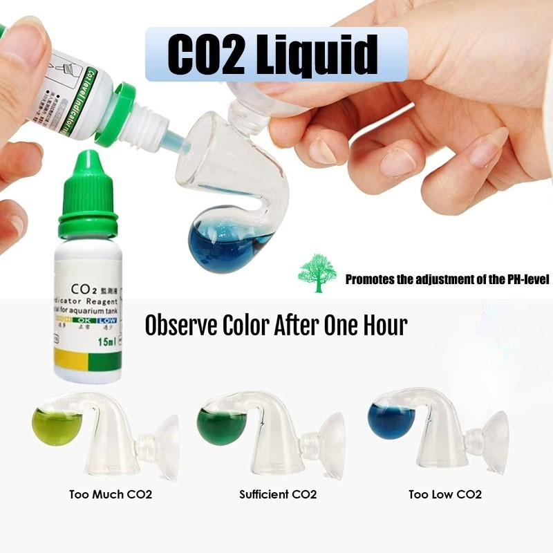 15ml Aquarium Carbon Dioxide CO2 Monitor Kit Glass Drop Checker with ...