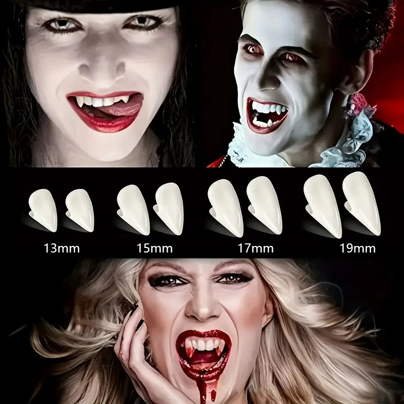 Halloween Vampire Fangs Fake Teeth with Teeth Glue Vampire Dentures ...