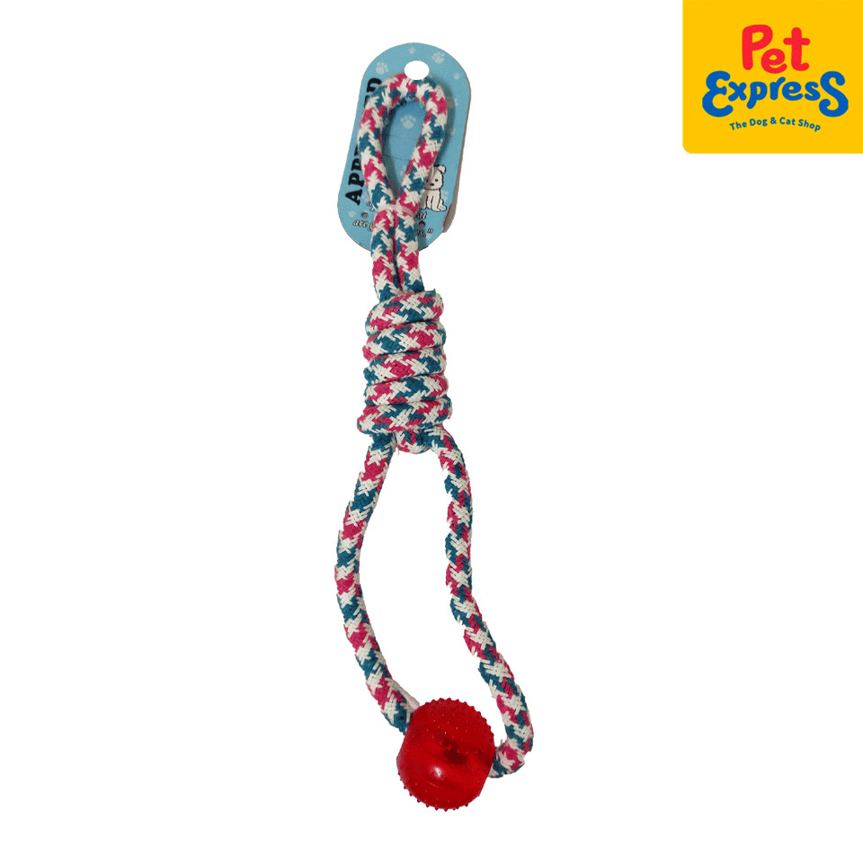 Approved Knotted Houndstooth Loop with Spike Ball Dog Toy Pink Blue ...