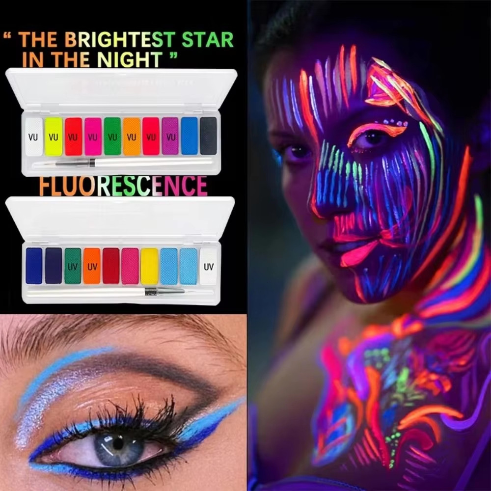 12 Color Waterproof Facepaint Set Combined with Paint Set for Dance ...