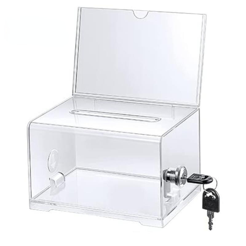 1 Pack Acrylic Donation Box / Name Card Box/Donation Box with Lock ...