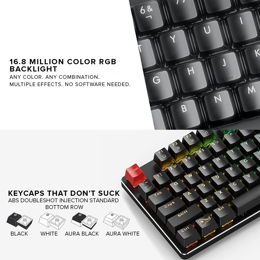 Glorious Modular Mechanical Keyboard Compact Gateron Brown White Ice ...