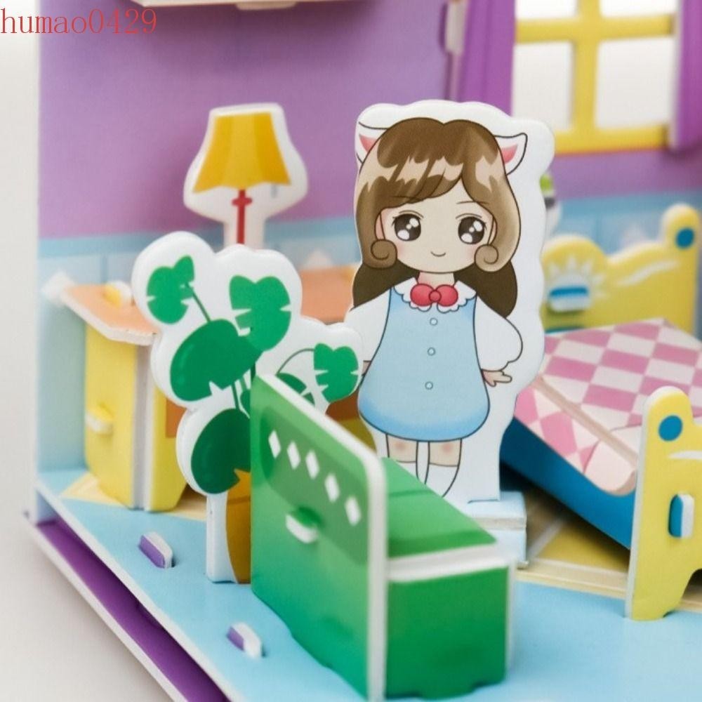 HUMAO DIY Puzzle Dollhouse Room, Living Room Kitchen Pretend Play Paper ...