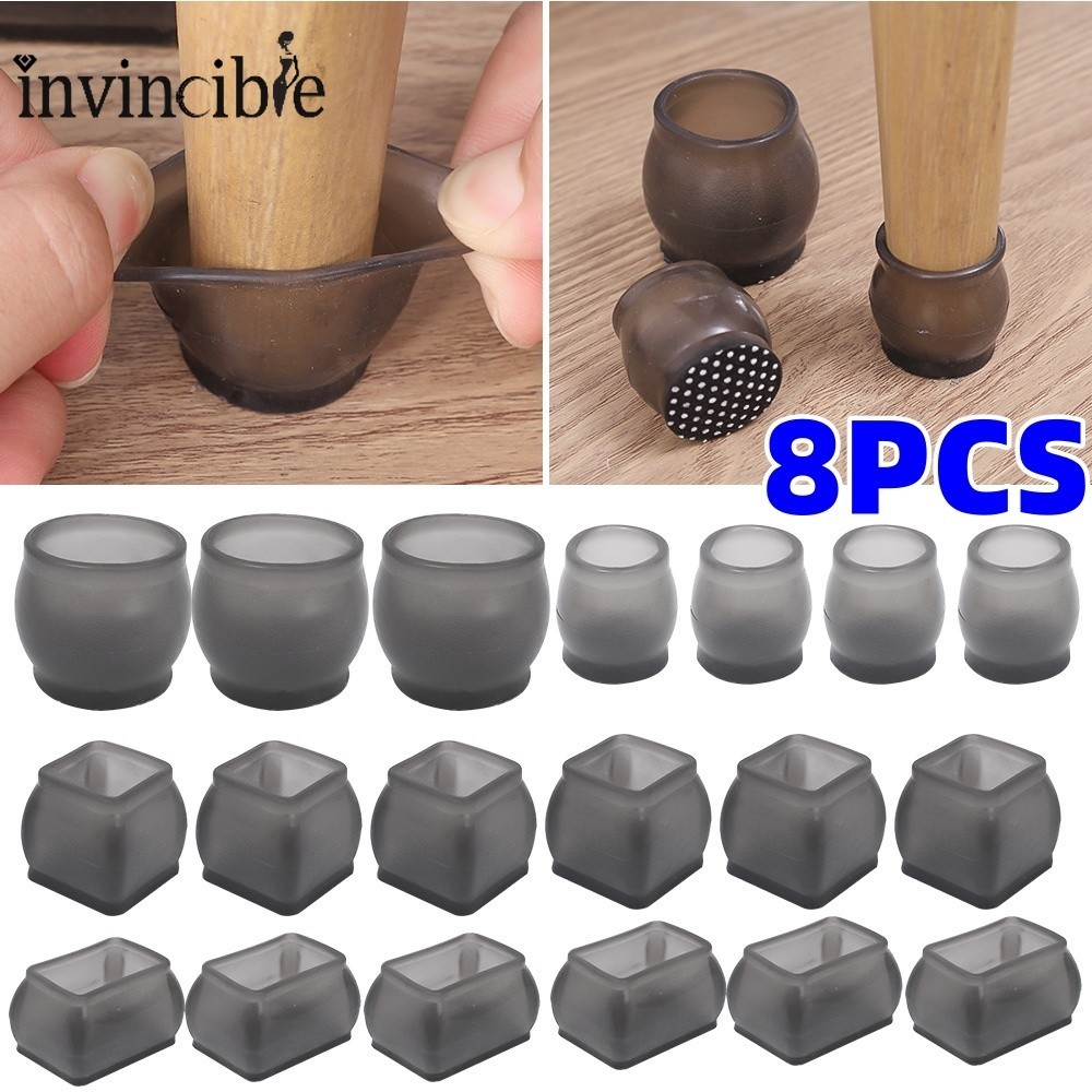 4/8PCS Stretchable Silicone Table Chair Foot Cover - Non-slip Furniture ...