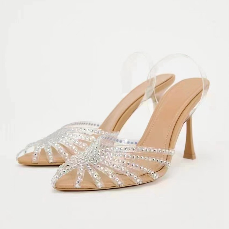 [Ready Stock] 2025 New Sharp pointed rhinestone spider web high-heeled ...