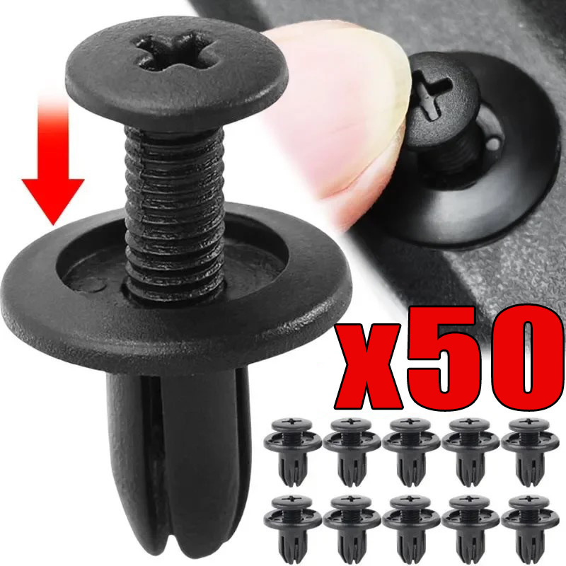 50Pcs Car Bumper Screw Buckle - Door Fender Panel Retainer Clips - 8mm ...