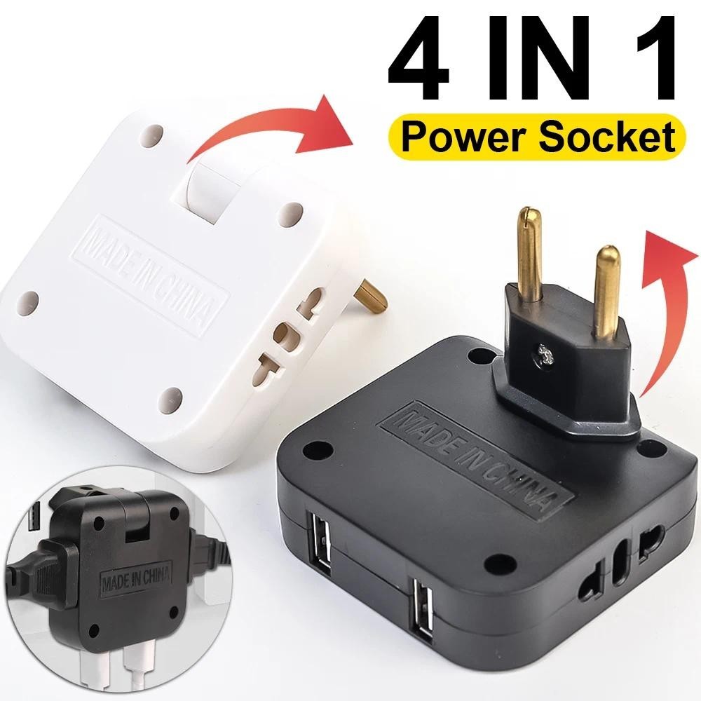 EU Plug 180 Degree Rotatable Socket Converter 4 in 1 US Extension Plug ...