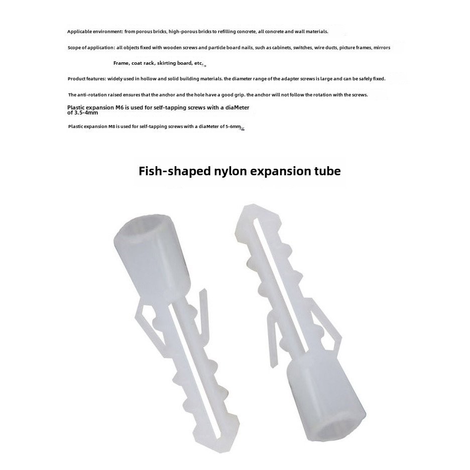 White/Green Plastic Expansion Tube Nylon Fish-Shaped Rubber Stopper ...