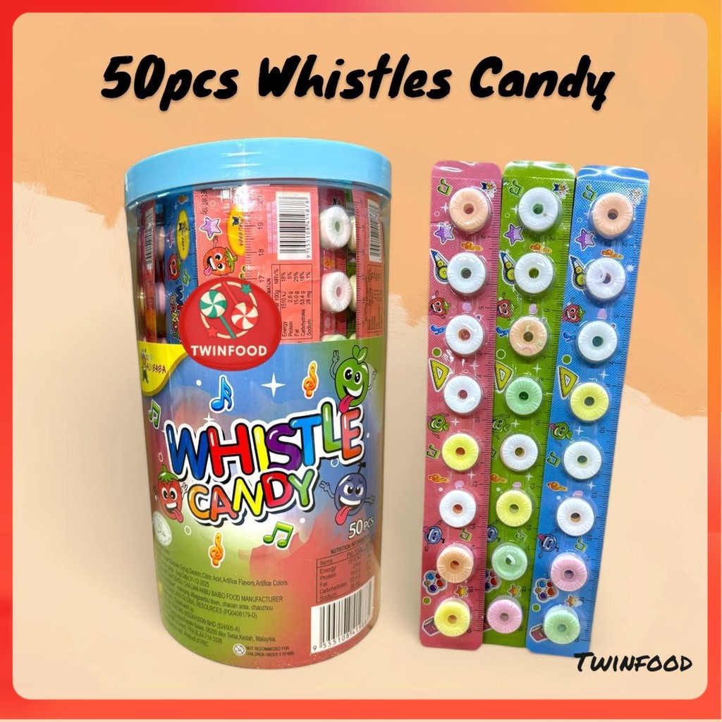 50pcs Ali Whistle Candy Ruler design pipi candy (dalam Bottle ...