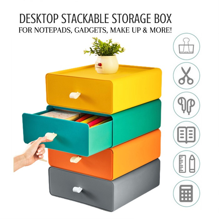 Desktop Drawer Storage Box Multilayer Stackable Student Table Office ...