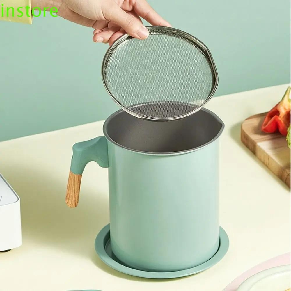 INSTORE Oil Filter Pot, 1.4L/1.7L Large Capacity Oil Strainer Pot ...