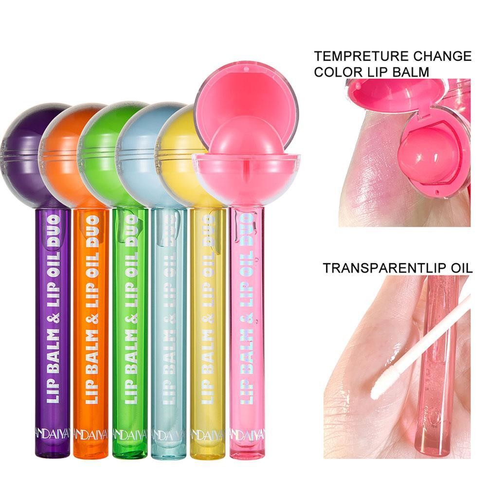 Dual-use Lollipop Color-changing Lip Balm Lipstick Oil Funny ...