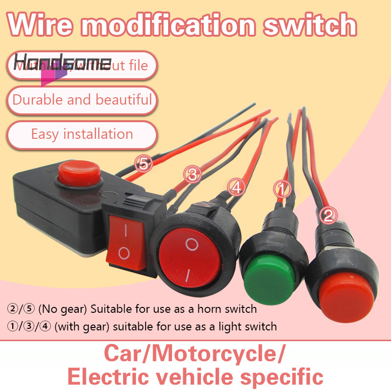 Handsome- Modified Switch Button Mini Switch Electric Car Wiring Lights ...