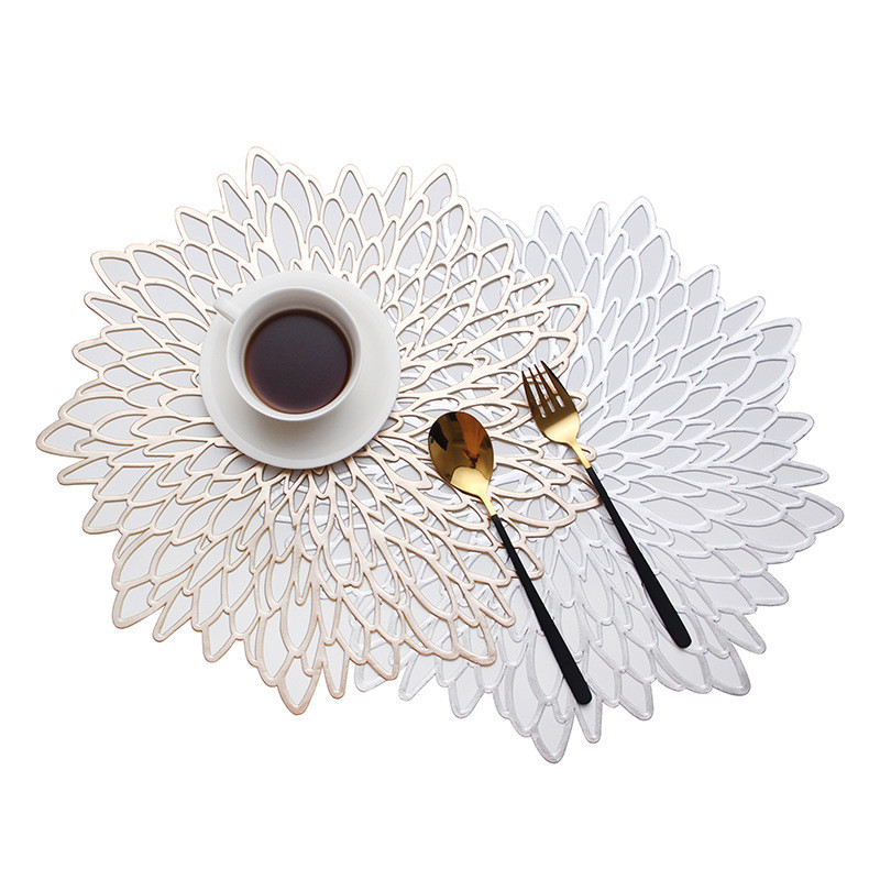 PVC flower shaped dining table mat heat-insulating tabletop decorative ...