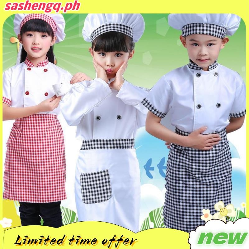 BALII Children Chef Costume Set Work Jackets Cosplay Outfit apron Hat ...
