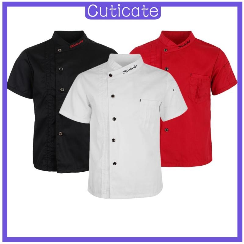 Women Men Chef Jackets Coat Short Sleeves Hotel Waiters Kitchen ...