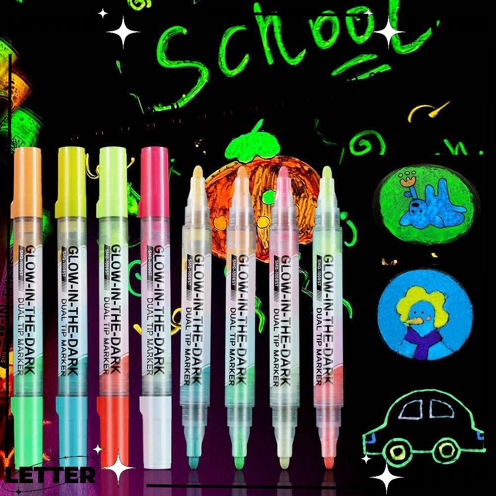 LET Marker Pen, Dual Tip Glow in The Dark Luminous Pen, Colorful Magic ...