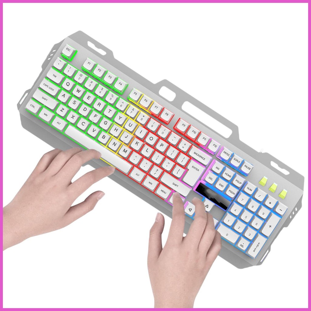Mechanical Computer Keyboard Aesthetic RGB Game Keyboard Light Up ...