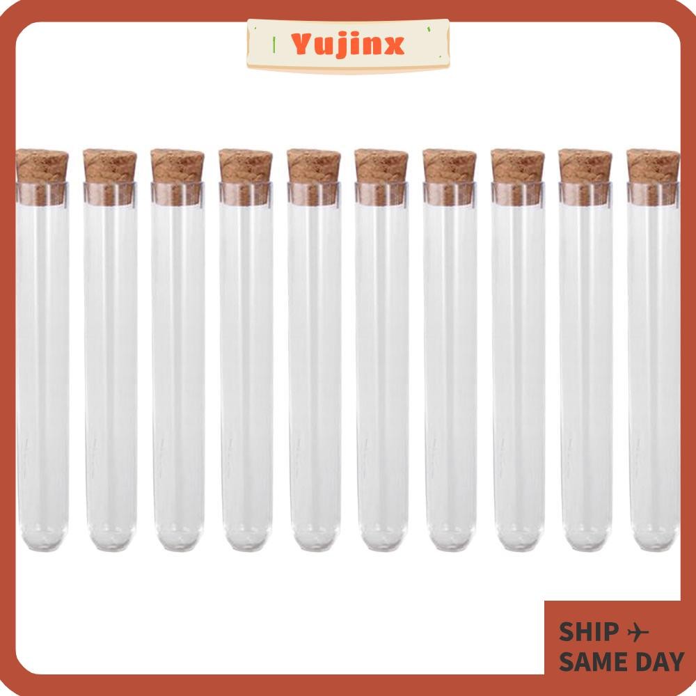 YUJINX Plastic Test Tubes, with Cork Stoppers Round Base, for ...
