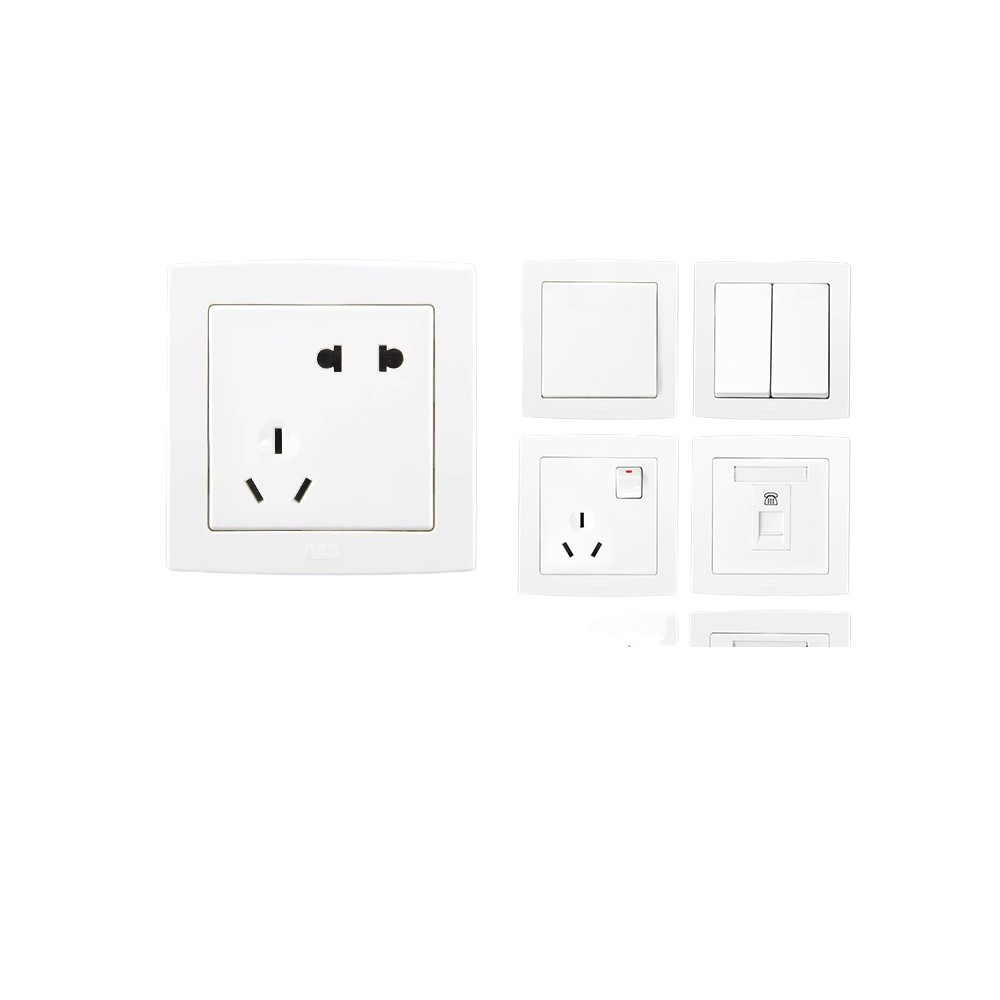 ABB Switch Socket Deyun White Straight Edge 16A Three Inserts 86 Panel ...