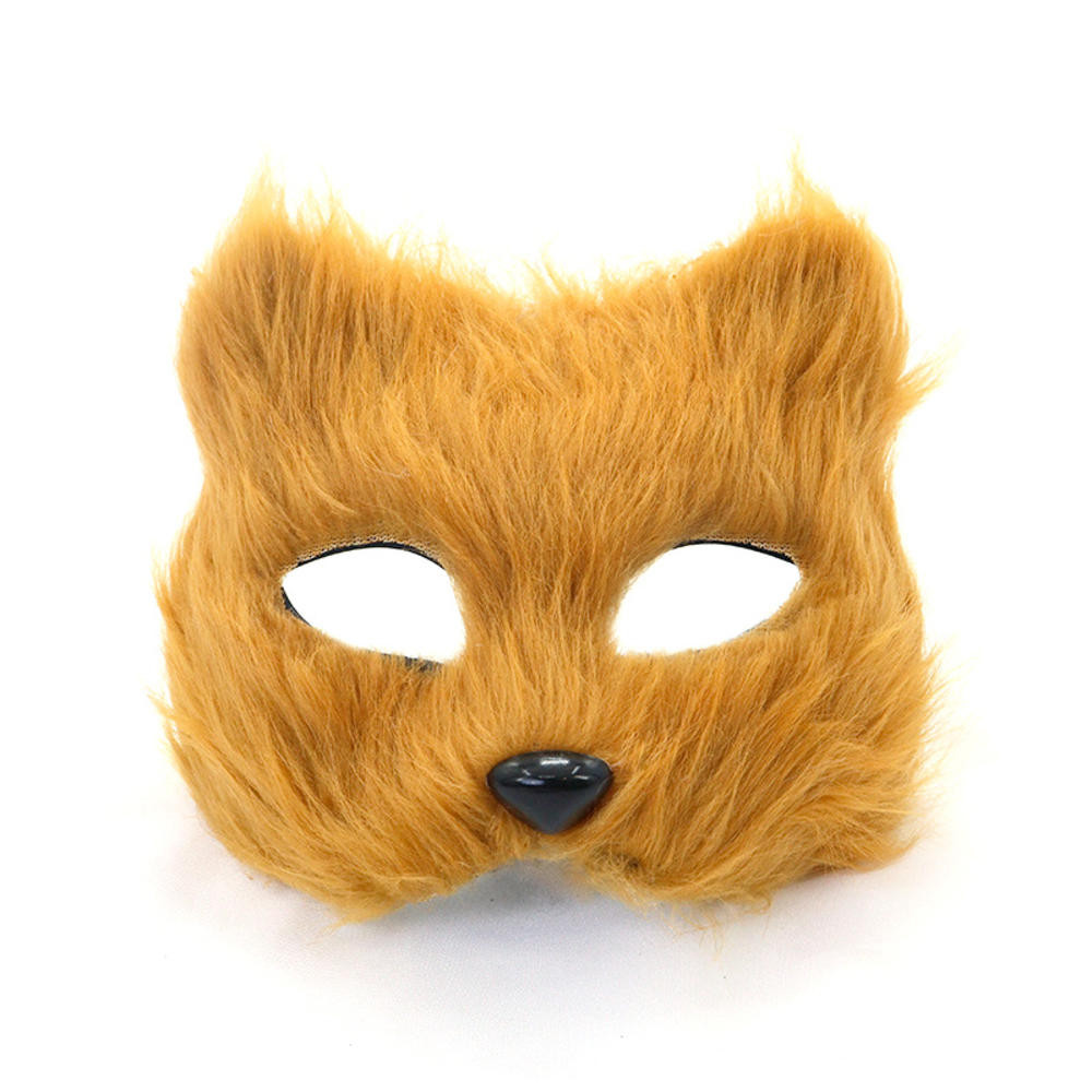 1PC Furry Fox Mask Simulated Half-face Cat Mask Halloween Cosplay Party ...