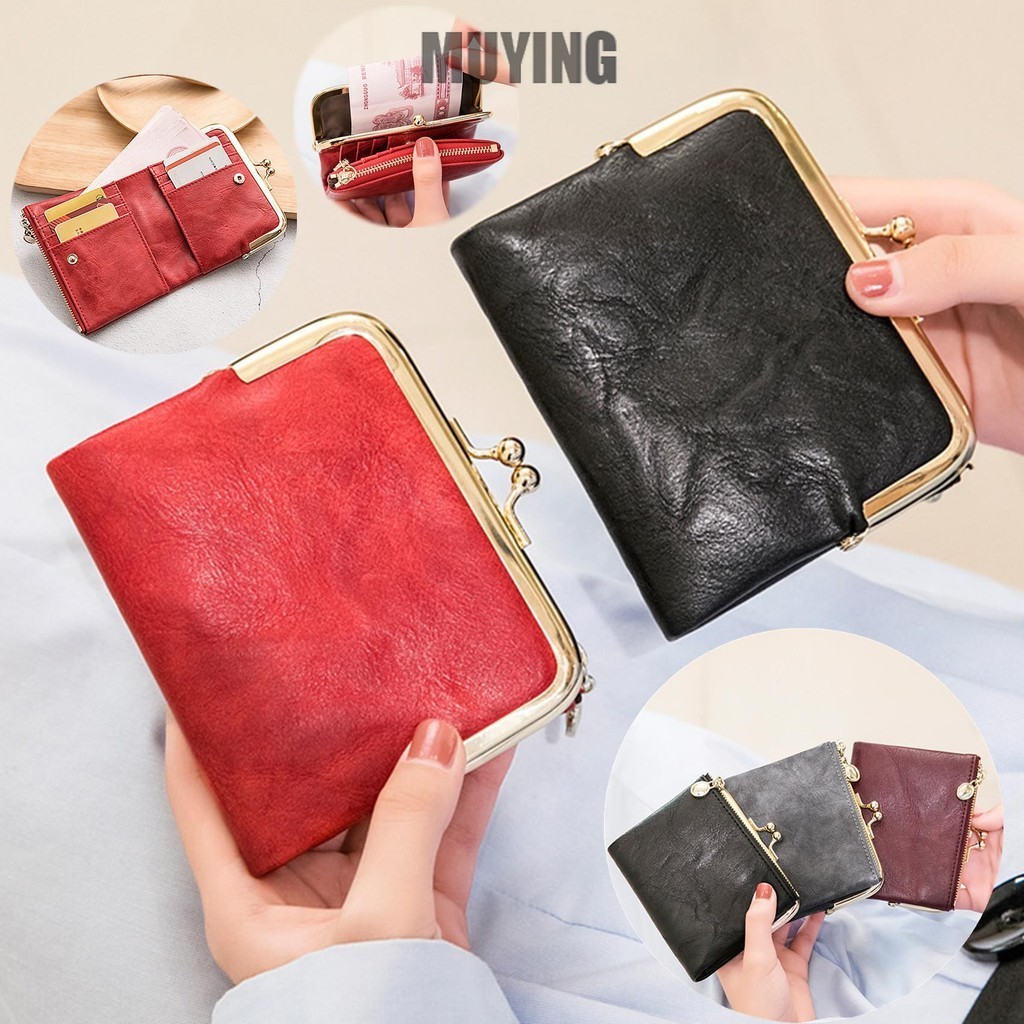 Short Wallet Clip Change Wallet Retro Folding Wallet Card Bag Female ...