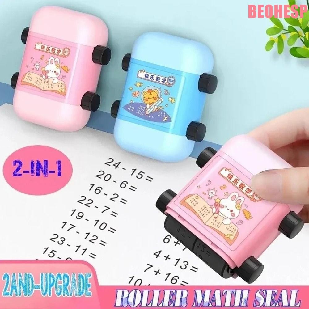 BEOHESP Math Rolling Stamp, 2-in-1 Reusable Math Roller Stamp, High ...