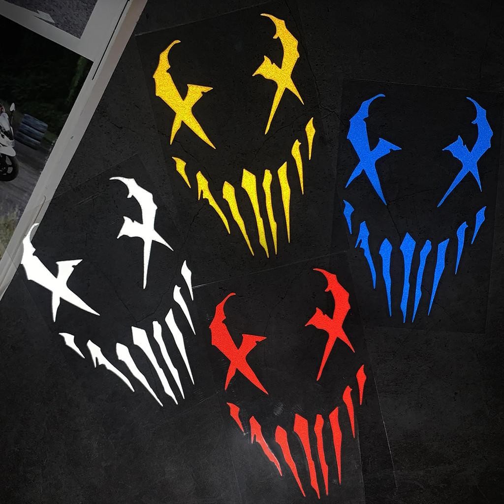 Venom Demon Ghost Face Reflective Motorcycle Stickers Decor Moto Bike ...