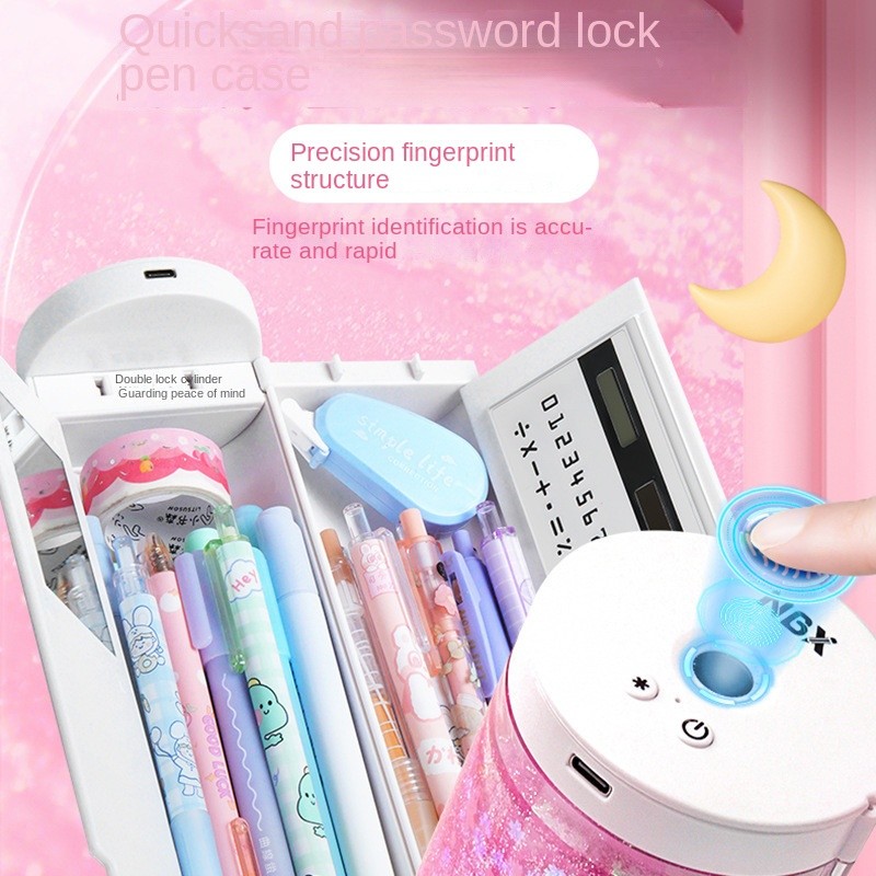 Nbx Fingerprint Code Lock Pencil Case Long Battery Life Primary School ...