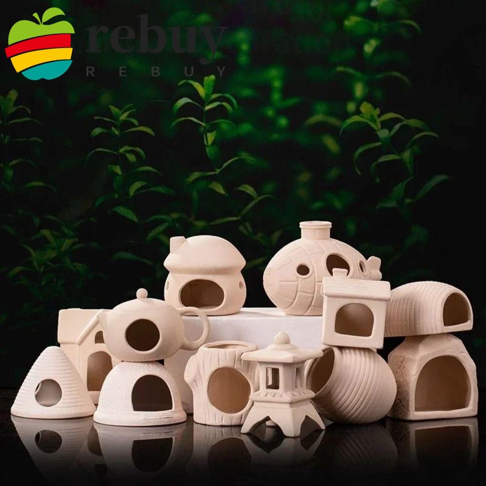 REBUY Aquarium Shrimp Hideaway, Ceramic Decorative Fish Hiding Shelter ...