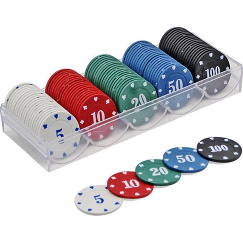 100/50 Pcs Professional Number Printed Poker Chips Set in Acrylic Clear ...